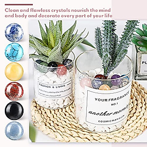 45 Pieces Gemstone Chakra 16mm Sphere Balls Crystal Worry Stones Bulks Gemstones Sphere Balls Assorted Crystal Sphere Polished Stone for Witchcraft Stress Relief Meditation Reiki Balancing Decor