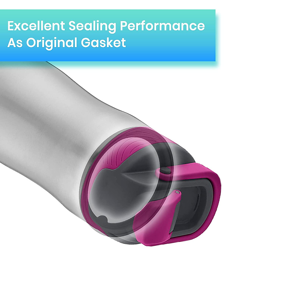 BOSORIO 4 Pack Gaskets Compatible with Contigo AUTOSEAL 24oz Water Bottle, Replacement Rubber Seal Part for Contigo AUTOSEAL Lid with White Button, Replacement Silicone O Ring