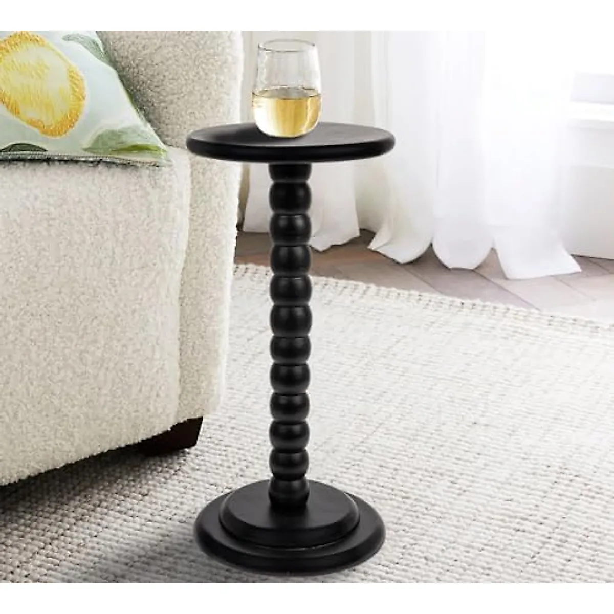 Creative Co-Op Stacked Pedestal Cocktail Side Table, Black