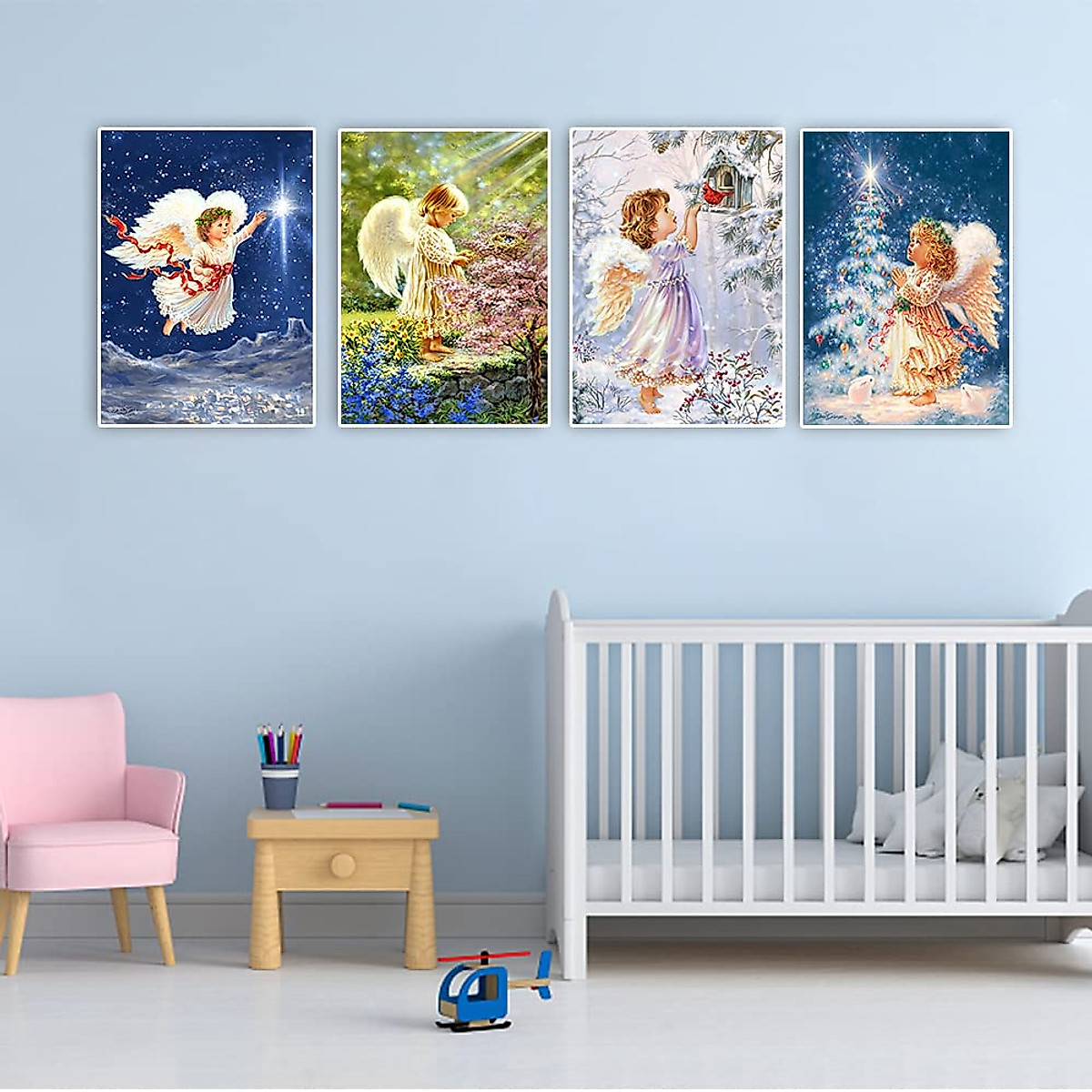 4 Pack 5D Diamond Painting for Adults DIY Angel Diamond Painting Full Drill Round Diamond Dots Art Kits for Kids DIY Elves Girl Diamond Art Painting Diamond Pictures Mosaic Sticker Art Kits 12x16In