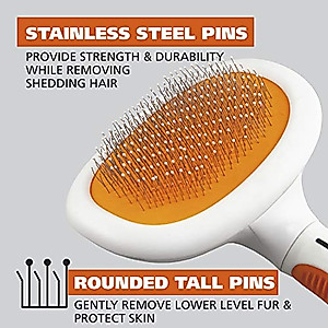 Wahl Premium Patented Dual Level Sensitive Skin Pet Slicker – Ergonomic handle makes Deshedding, Grooming and Brushing Comfortable for you and your Dog or Cat - 858500