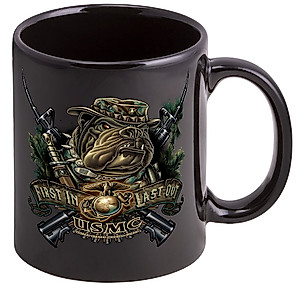 Erazor Bits Coffee Cup with Marine Devil Dog First In Last Out USMC Logo - Stoneware Mug (Single)