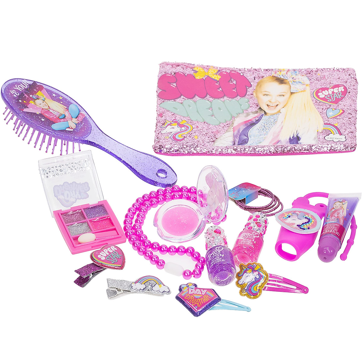 JoJo Siwa - Townley Girl Cosmetic Makeup Gift Box Set includes Lip Gloss, Nail Polish, Hair Accessories and more! for Kids Teen Girls, Ages 3+ perfect for Parties, Sleepovers and Makeovers