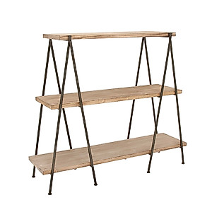 Deco 79 Antique Colonial Useful Wood Metal 3-Tier Shelf, 59" x 18" x 51", Brown