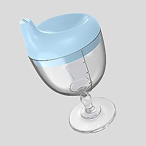 Crumye Prince Wine Sippy Cup, No Spill Wine Glass Sippy Cup for Baby Boy 12+ Months, Fancy Goblet Style Great for Your Prince Holidays Birthday Party Celebration, 5 Ounce(Blue)