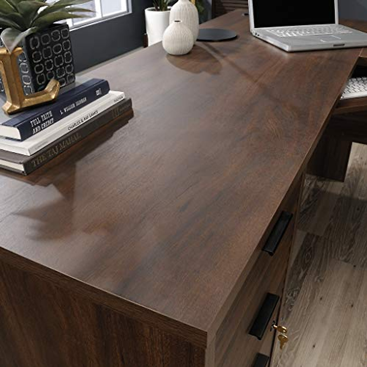 Sauder 426914 Englewood L-Desk, Spiced Mahogany™ Finish