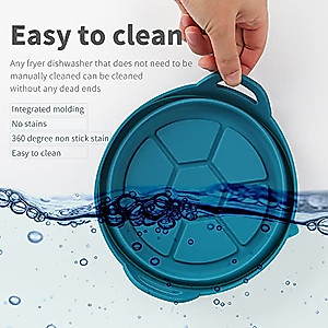 Qiaoer 3 Pack Air Fryer Silicone Liners,8.3 Inch Round Air Fryer Silicone Basket,Heat Resistant Easy Clean Air Fryer Oven Accessories,Foldable Reusable Silicone Bowl(Z03-Pink Green Grey)