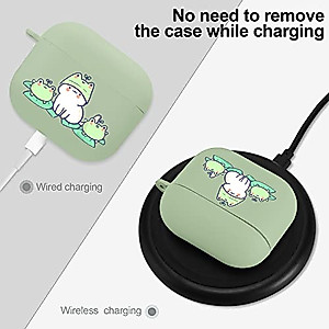 MAYCARI Compatible with Airpods 3rd Generation Case, Cute Airpods 3 Case Cover Frog Printed Protective Women Girl with Keychain for Apple Airpods 3rd Gen Case