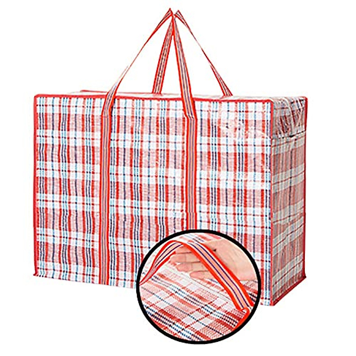 80L Extra Large Storage Bag SQXBK 70x50x25cm/28x20x10inch Red Checkered Water Resistant Organizer Bag Moving Bag Carrying Tote with Zipper and Carrying Handle for Clothes Bedding Comforter, Pillow