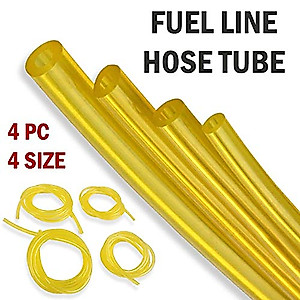 4 Sizes Petrol Fuel Gas Line Pipe Hose Tubing For String Trimmer Chainsaw Blower Lawn Mower and other Power Tools For 2 Cycle Engine for Poulan, Craftman (Yellow 4PC)