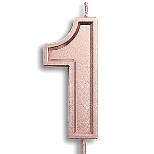 Dollet 3.93” Large Rose Gold Birthday Candle Number 1 Cake Candle Topper for Kid’s/Adult’s Birthday Party