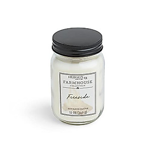 Mason Jar Candle Farmhouse Decor | Campfire Scented Candle with Natural Soy Wax Blend | Long Lasting Fireside Candle for Home Fragrance, Decorative Fall Jar Candle with Lid, 12 oz
