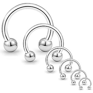 Cisyozi 20G 16G 14G 12G 8G 6G Septum Ring Gauges Tunnel Plug Earrings Stretching Kit Surgical Stainless Steel Septum Nose Eyebrow Lip Tragus Helix Cartilage Earring Hoop Smiley Piercing Jewelry women