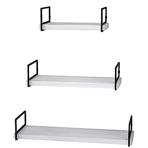 Minggoo Floating Shelves Wall Mounted Set of 3 (White)