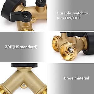 Stanbroil Garden Hose Adapter with 2 Valves, 3/4 Inch Heavy Duty Brass Y Connector Tap Splitter