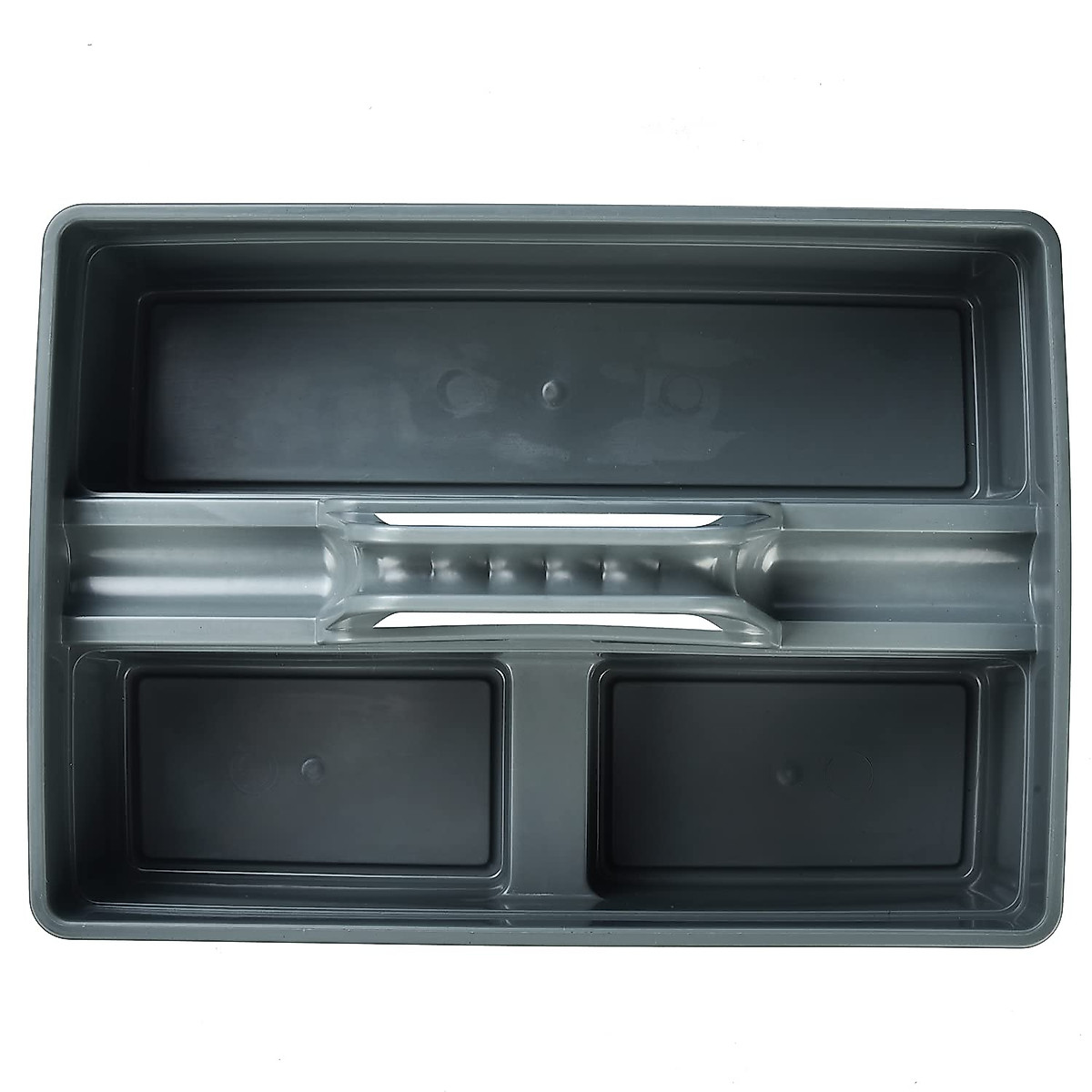 3-Compartment Plastic Cleaning Caddy Tray– Stackable Large Commercial Quality Plastic Tool Organizer Bucket with Handle, Grey