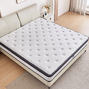 Full Size Mattress, 10 inch Hybrid Mattress in a Box, Full Mattress Medium Firm, Pressure Relief & Motion Isolation, Gel Memory Foam Mattress Pocket Springs, CertiPUR US Certified, 365 Nights Trial