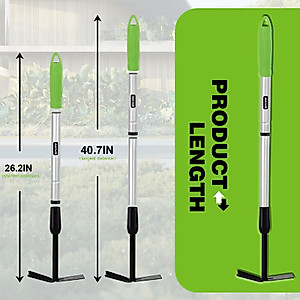 Evcitn Adjustable Hoe and Cultivator Hand Tiller with 40.7IN Long Handle, Aluminium and Rubber Garden Tool for Breaking Stone,Weeding Weeds,Digging Roots,Loosening Soil