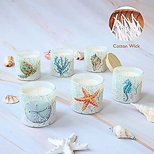CRYSTAL CLUB Scented Candles Gift, 6 Pack Ocean Theme Aromatherapy Candle, Hand Poured Natural Soy Wax, Small Jar Candles Set for Travel, Yoga, Home Decor