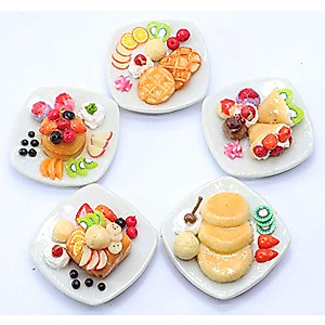 ThaiHonest 5 Dollhouse Miniatures Pancake & Waffle Food Supply Handcrafted,Tiny Food