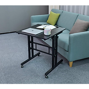 AIZ Mobile Standing Desk, Adjustable Computer Desk Rolling Laptop Cart on Wheels Home Office Computer Workstation, Portable Laptop Stand for Small Spaces Tall Table for Standing or Sitting, Black