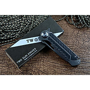 TWOSUN D2 Steel Folding Pocket Knife Flipper Tactical Hunting Outdoor TS226