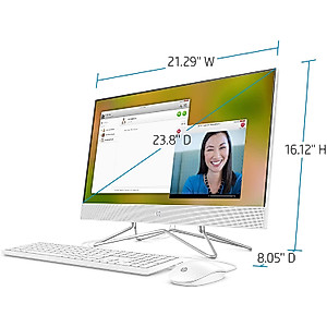 HP 24-inch All-in-One Desktop Computer, AMD Athlon Silver 3050U Processor, 8 GB RAM, 256GB SSD, DVD-Writer, Windows 10 Home(White)