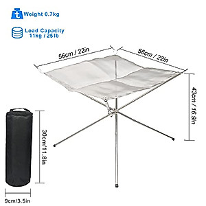 JellyRattbit 22inch Portable Fire Pit Outdoor for Camping, Folding Steel Mesh Fireplace with Carry Bag for Outdoor Hiking Camping Survival BBQ Picnic