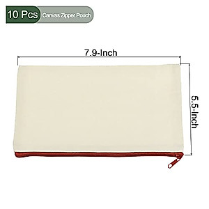 YOKIVE 10 Pack Canvas Zipper Pouch, Crafts DIY Blank Makeup Bags | Pencil Case Organizer Pocket, Great for Office Travel(Red, 7.9 x 5.5 Inch)