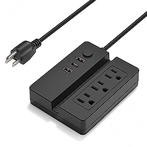 BN-LINK Power Strip with USB Ports and Outlets, Desktop Charging Station with 3 USB Ports( Total 3.4A), 3 Outlets, 4 ft Long Extension Cords, and The Groove to Hold The Cell Phone Easily