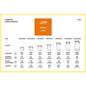 Le Parfait Super Jar, Canning Jars, 750mL French Glass Canning Jar w/Round Body, Glass Jars w/Airtight Lid, Canning Jar Wide Mouth, Glass Jar w/Lid, Clear Jars, Clear Glass Jar (24oz/Pint & Half, 1pk)