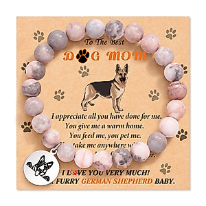 JOGDIAM Dog Mom Gifts for Women, Dog Gifts for Dog Lovers with Gift Message Card, German Shepherd Gifts Dog Mom Bracelets for Mom, Grandma, Daughter, Wife, friend, Friends