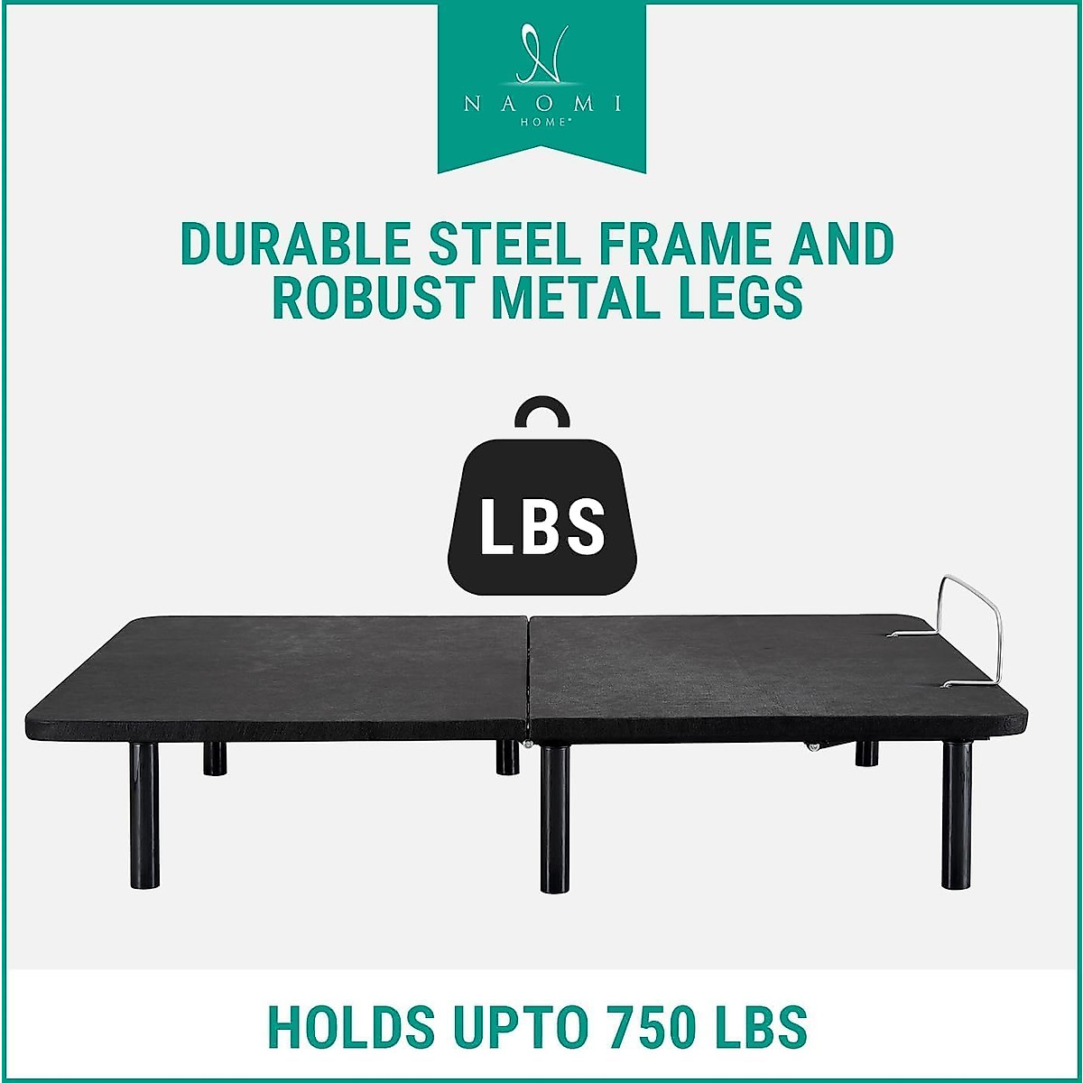Naomi Home 15" Adjustable Bed Frame with Head & Foot Incline, Height Adjustable Bed Base, Black - Full
