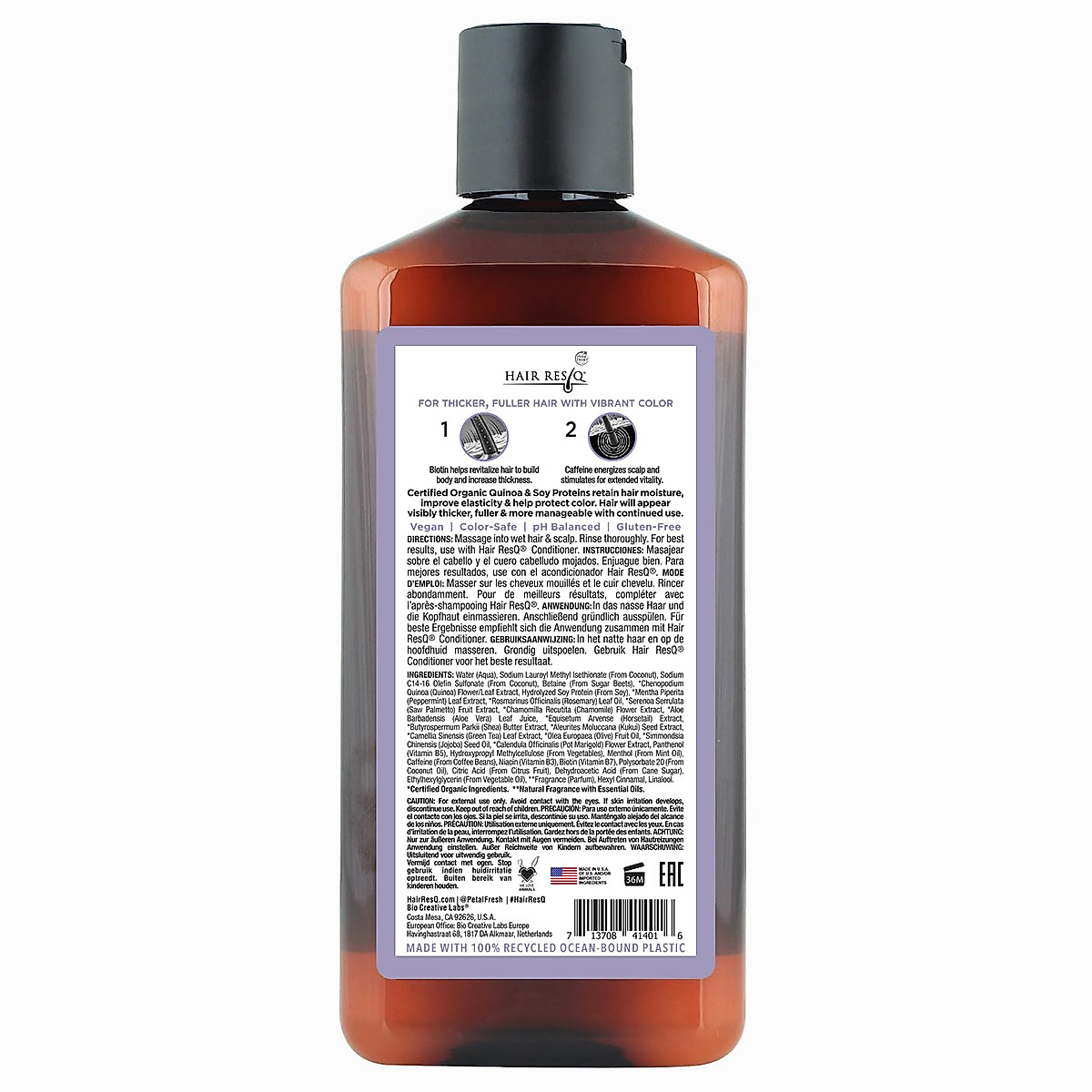 Petal Fresh Hair ResQ Color Protection Natural Thickening Biotin Shampoo for Thinning Hair, Locks in Color & Anti-Breakage, Vegan & Cruelty-Free, 12 fl oz