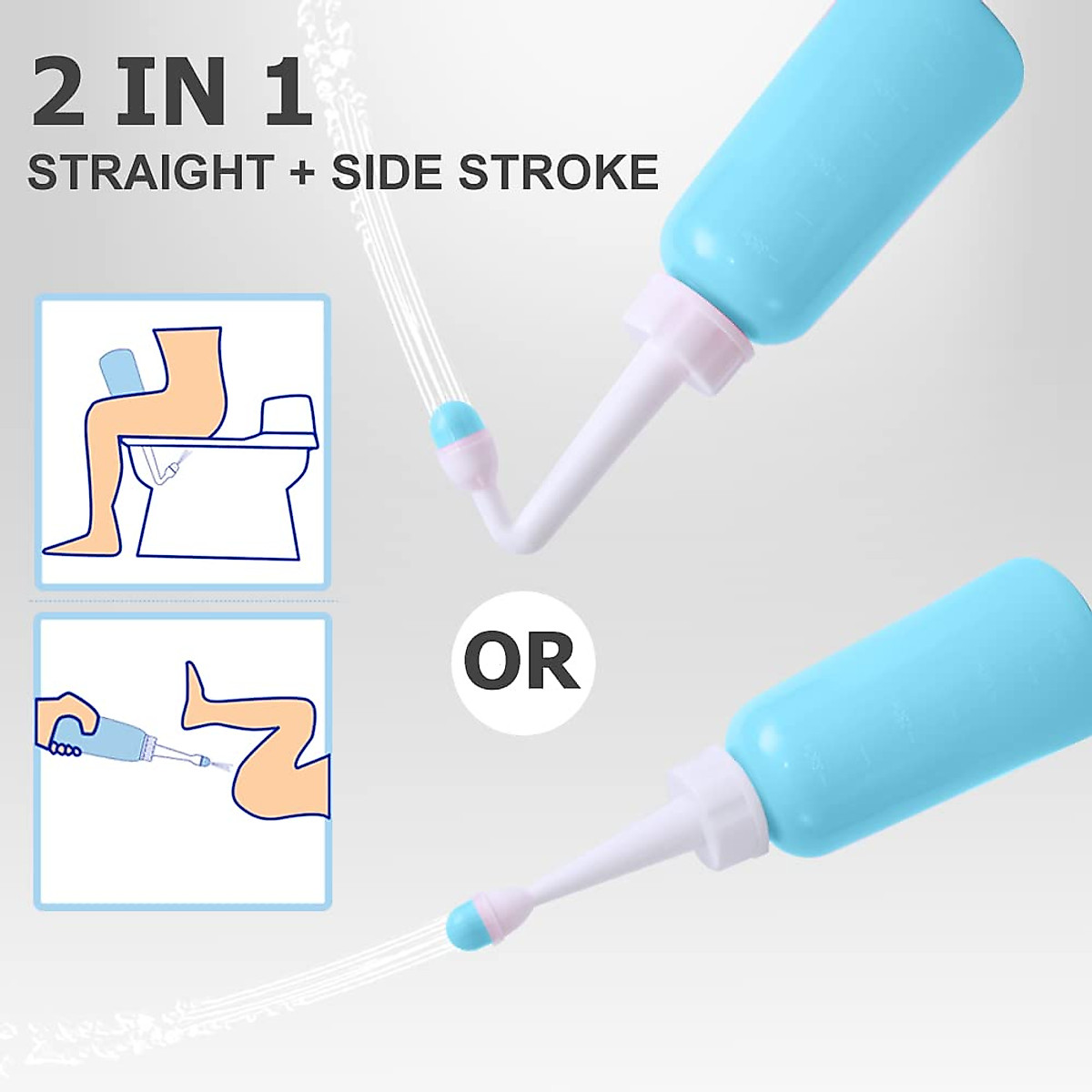Postpartum Care Bottle, Inverted Nursing Bottle Spray Bottle ,Travel Bidet, Woman and Mother and Baby Wash 2 in 1 Handheld Personal Bidet Bottle 350Ml,Resistant to 100ºC,Bonus Bag (Green)