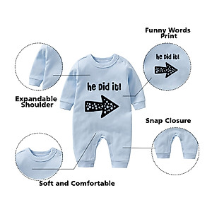 YSCULBUTOL Baby Twins He did it She did it Newborn Infant Baby Bodysuit Romper Outfit Toddler Clothes (blue he did it and hat 9m)
