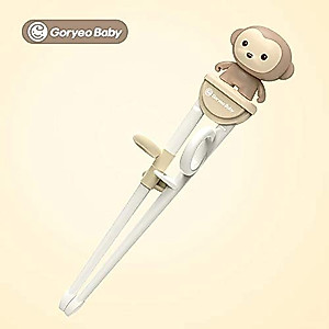 Goryeo Baby Training Chopsticks for Kids - Kids Chopsticks Use Completely Harmless Material - Anti-dislocation Buckle Design - Includes Portable Box (Brown)