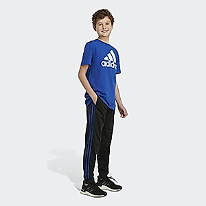 adidas Boys' Iconic Tricot Jogger Pants, Black with Collegiate Royal, Large (14/16)