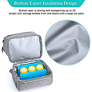 Breast Pump Backpack with Pacifier Case, Cooler & Moistureproof Diaper Bag Backpack Tote Bag with USB Charging Port & Headphone, Double Layer Stroller Straps Multipurpose Backpack for Working Mothers