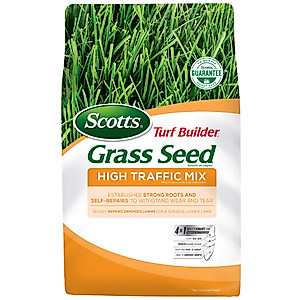 Scotts Turf Builder Grass Seed High Traffic Mix Establishes Strong Roots and Self-Repairs to Withstand Wear and Tear, 3 lbs.