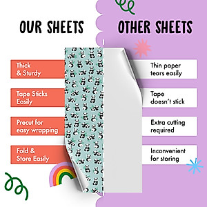 CENTRAL 23 - Green Wrapping Paper - 6 Sheets Gift Wrap - Birthday Pandas - Animals - For Men Women Boys Girls New Baby - Recyclable