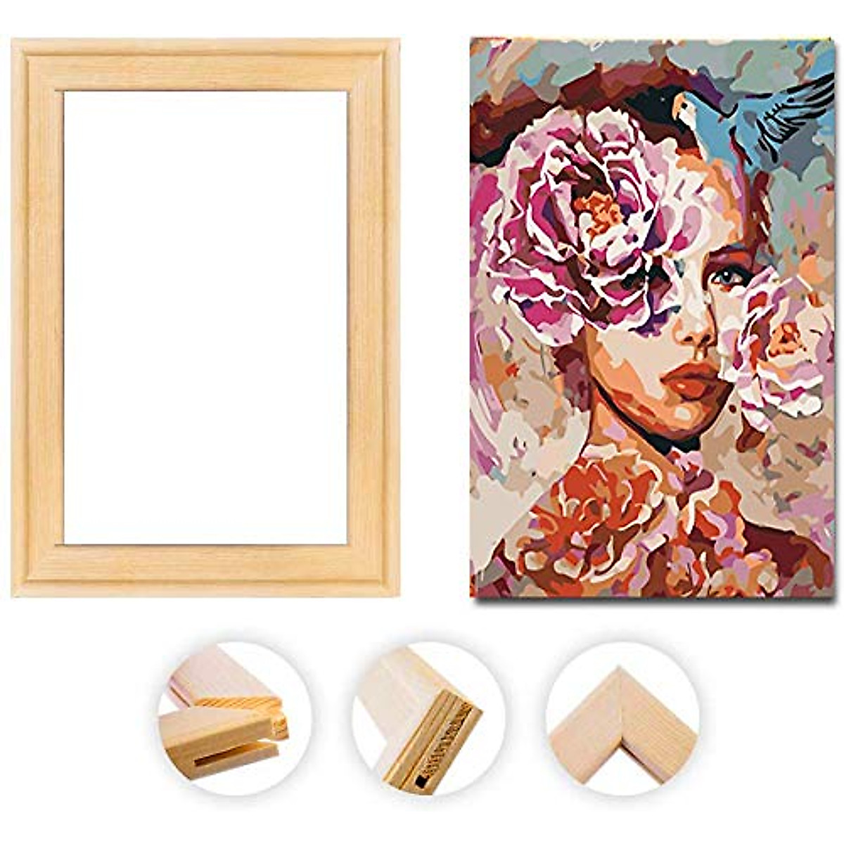 Aksuo 16x20 inch Wooden Frame Canvas Stretcher Bars with Thumb Tacks for Oil Painting and Paint by Numbers (4 Strips) (40x50cm)