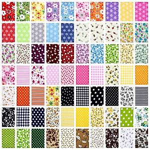 100 Pcs 10 x 10 Inches Cotton Fabric Square No Repeat Patchwork Fabrics Cotton Printed Floral Craft Fabric Patchwork Bundles Flower Quilting Fabric Craft for DIY Sewing Cloths Handmade Accessories