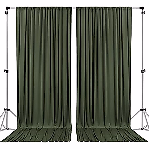 AK TRADING CO. 10 feet x 10 feet Olive Polyester Backdrop Drapes Curtains Panels with Rod Pockets - Wedding Ceremony Party Home Window Decorations