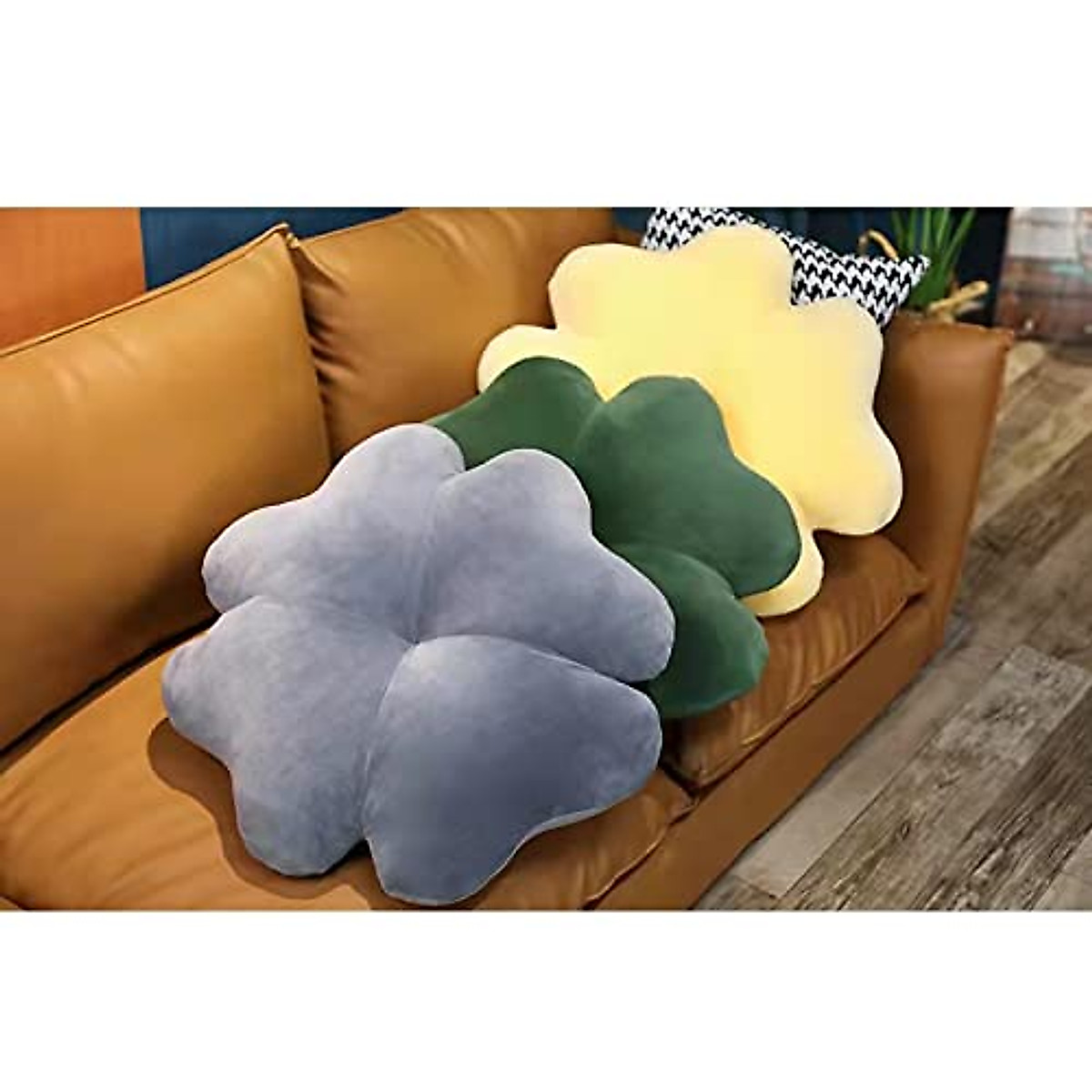 Tezimjia3D Four-Leaf Clover Throw Pillow Plush Seating Cushion Home Decoration - Cute Room Decor for Girls, Teens, Tweens & Toddlers - Plush Pillow for Reading and Afternoon nap (Green-Large)