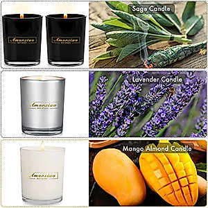4 Pack Candles for Home Scented,Sage Candles for Cleansing House Long Lasting Burn Natural Soy Wax Candles,Candles Gifts for Women Mother's Day Gifts for Her,Lavender | Mango Almond | Sage Candle