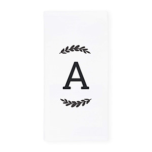 The Cotton & Canvas Co. Personalized Single Monogram Initial A Soft Absorbent Kitchen Tea Towel, Flour Sack Towel, Dish Cloth