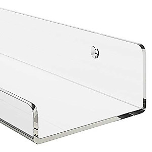Unum Set of 3 15" Acrylic Floating Wall Ledges/Display Shelves – 5MM Thick Invisible Spice Racks - Crystal Clear Photo Ledge - Nursery/Kids' Bookshelf - 15" L x 4" D x 2" H (3-Pack)