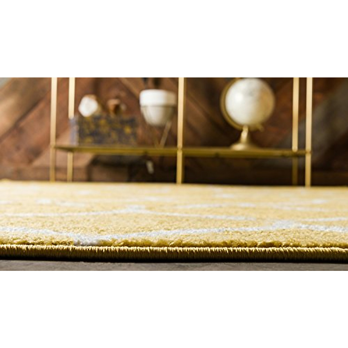 Unique Loom Trellis Frieze Collection Area Rug - Rounded (4' 1" x 6' 1", Yellow/ Ivory)
