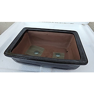 Ceramic Bonsai Pots - Japanese Jmbamboo Brand - Black Ceramic Pot Is 8x6 x3''